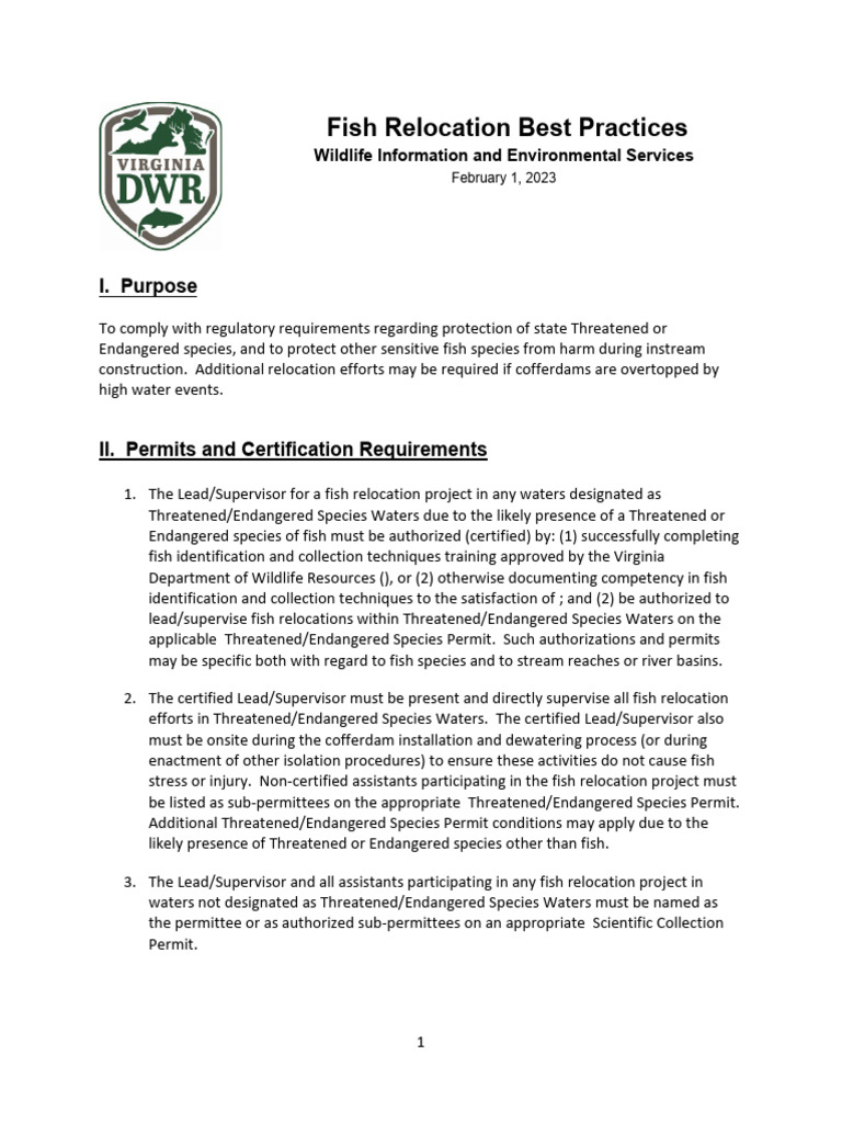 Fish Relocation Best Practices | PDF