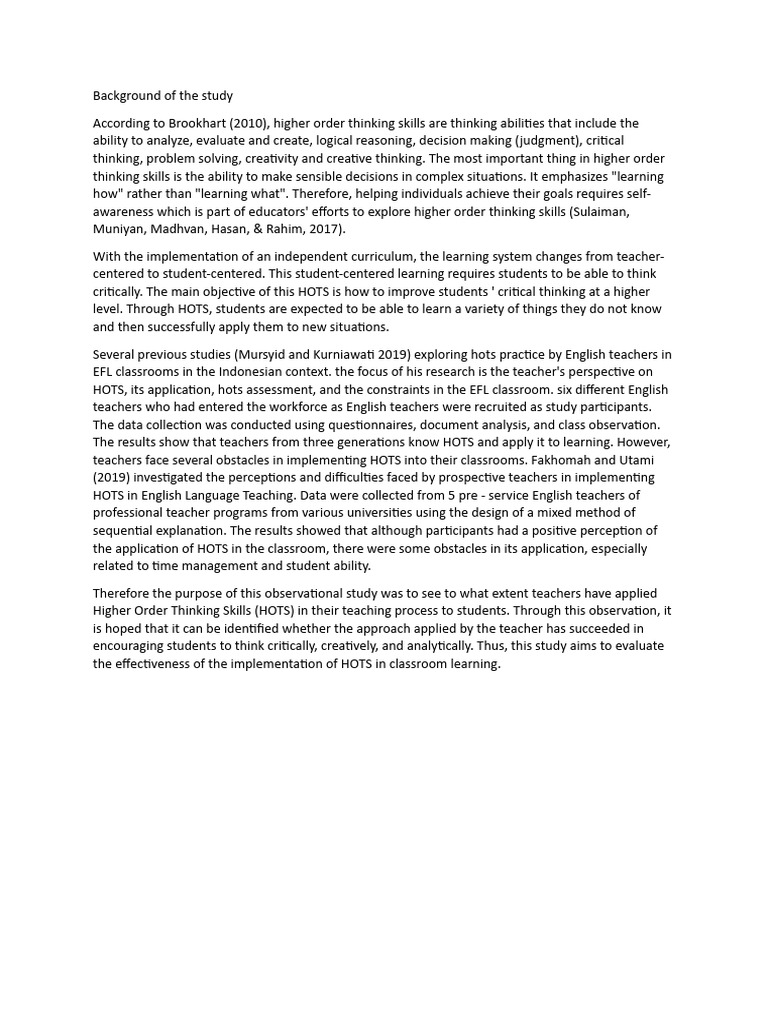 Background of The Study Respro | PDF | Thought | Teachers