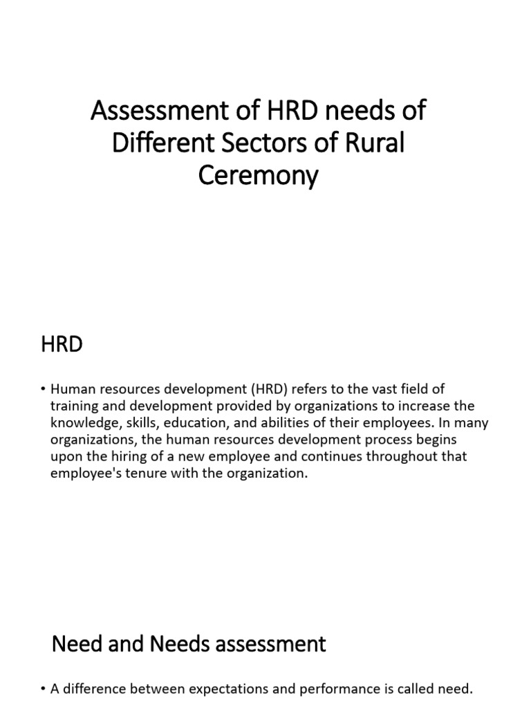 Assessment of HRD Needs of Different Sectors of | PDF | Needs ...
