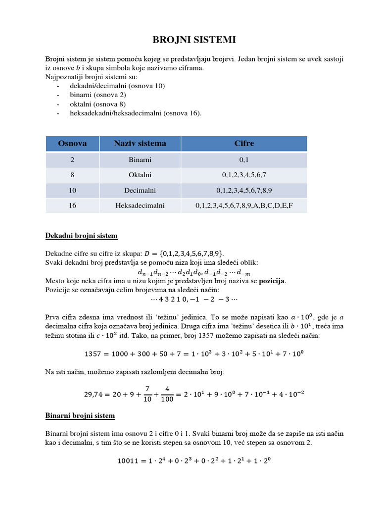 Brojni sistemi | PDF