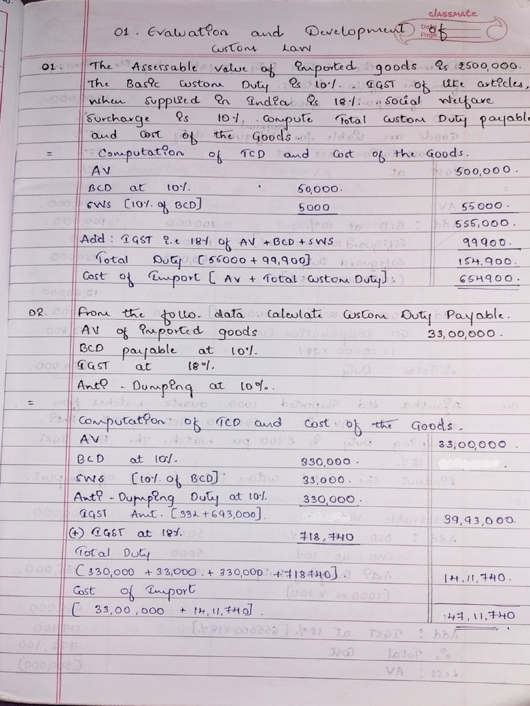 Custom Duty Notes | PDF