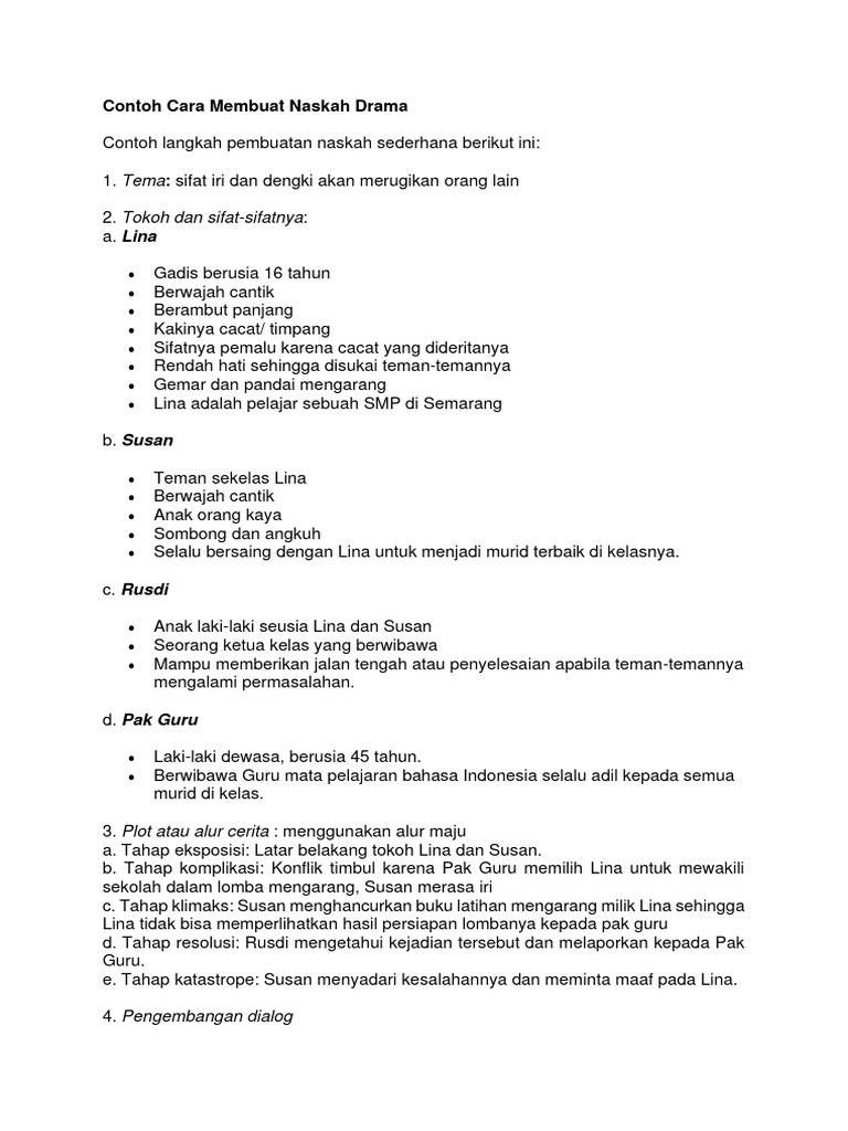 Contoh Cara Membuat Naskah Drama | PDF