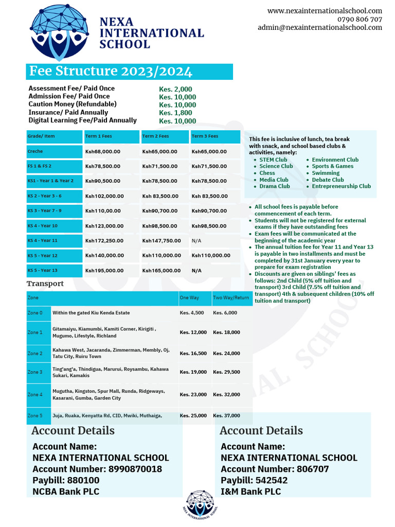 Nexa School Fee Structure Yr 20232024 | PDF | Fashion | Clothing