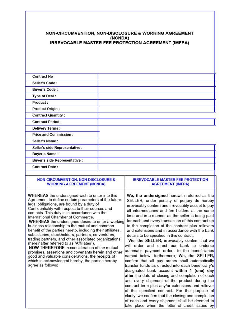 NCNDA & IMFPA Agreement Template | PDF | Legal Liability | Arbitration