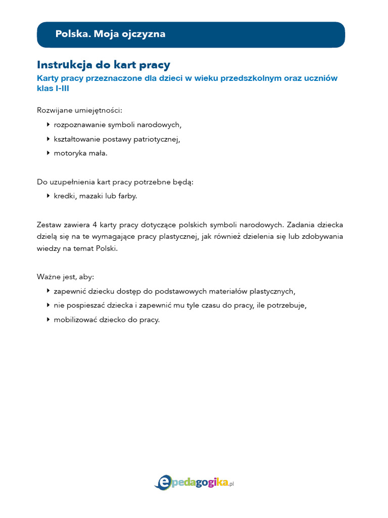 Instrukcja I Karty Pracy. Polska. Moja Ojczyzna | PDF