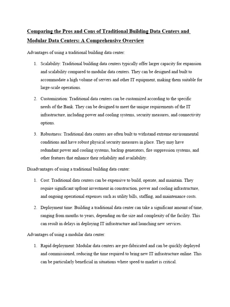Comparing Traditional and Modular Data Centers | PDF | Data Center ...