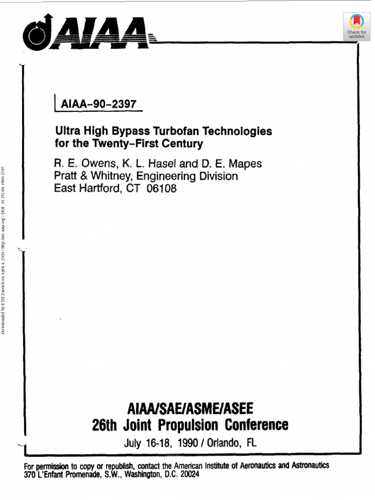 NASA - Owens Et Al 2012 Ultra High Bypass Turbofan Technologies | PDF ...