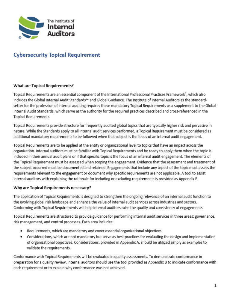 Cybersecurity Topical Requirement English | PDF | Computer Security | Security