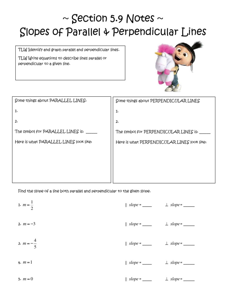 Section 5.9 Slopes of Parallel and Perpendicular Line Notes | PDF ...