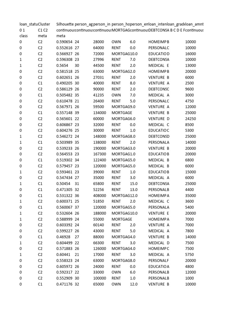 Credit Risk Dataset Cluster | PDF