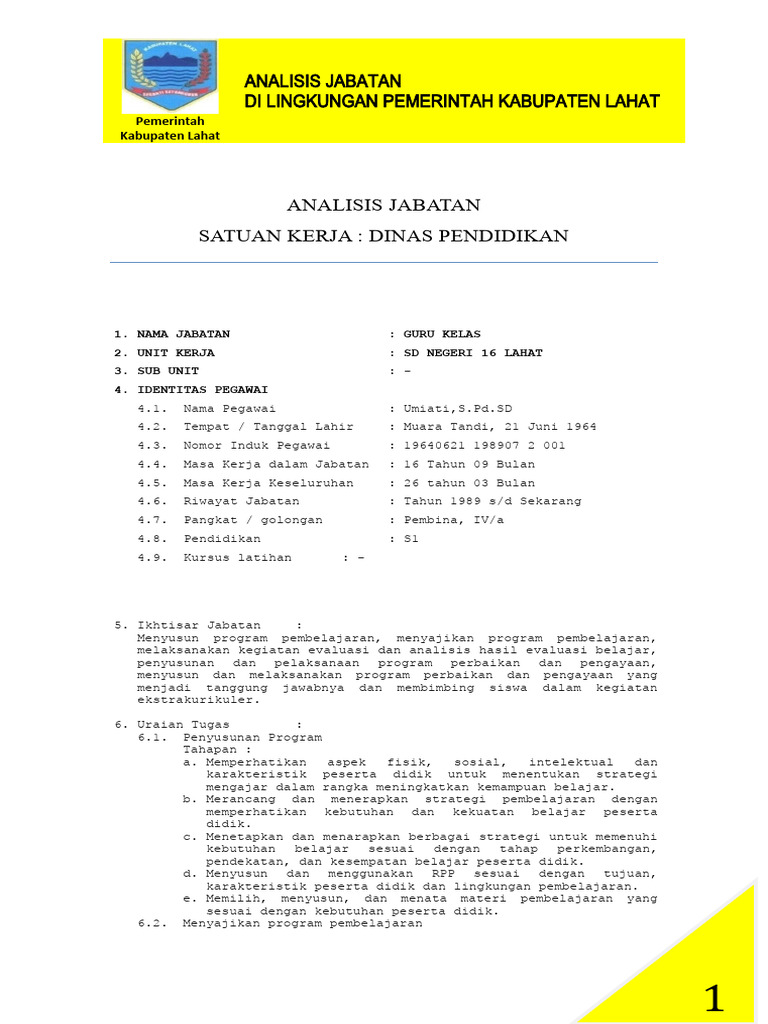 3 - Form Anjab Umiati | PDF