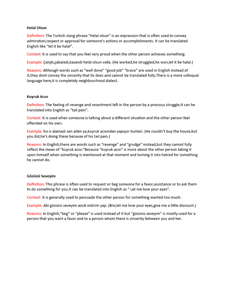 Turkish Slang Phrases Explained | PDF | Language Arts & Discipline