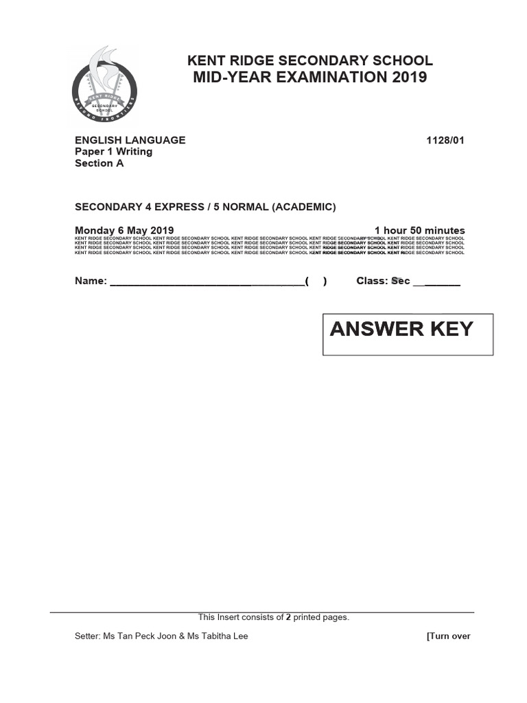 2019 Sec 4 English SA1 Kent Ridge Secondary Answer | PDF | Linguistics ...