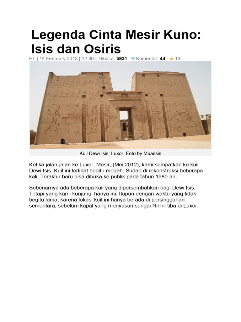 Legenda Cinta Mesir Kuno | PDF