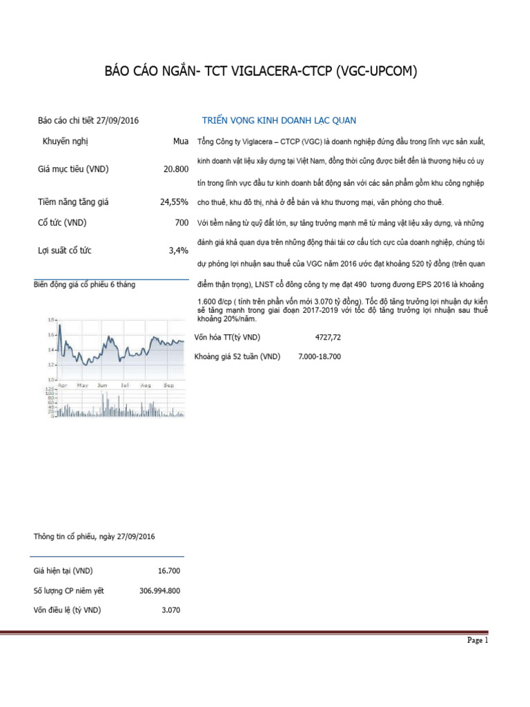 Báo Cáo Ngắn-Tct Viglacera-Ctcp (Vgc-Upcom) | PDF