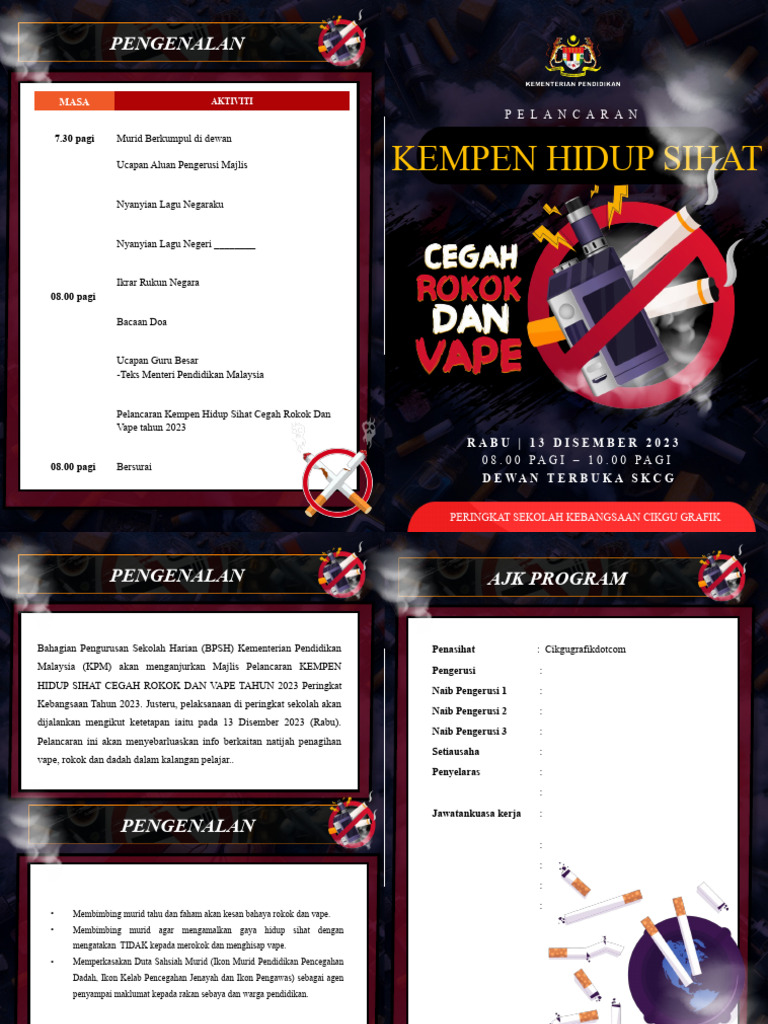 Template Buku Program Design Sijil Kempen Hidup Sihat , Cegah Rokok Dan ...