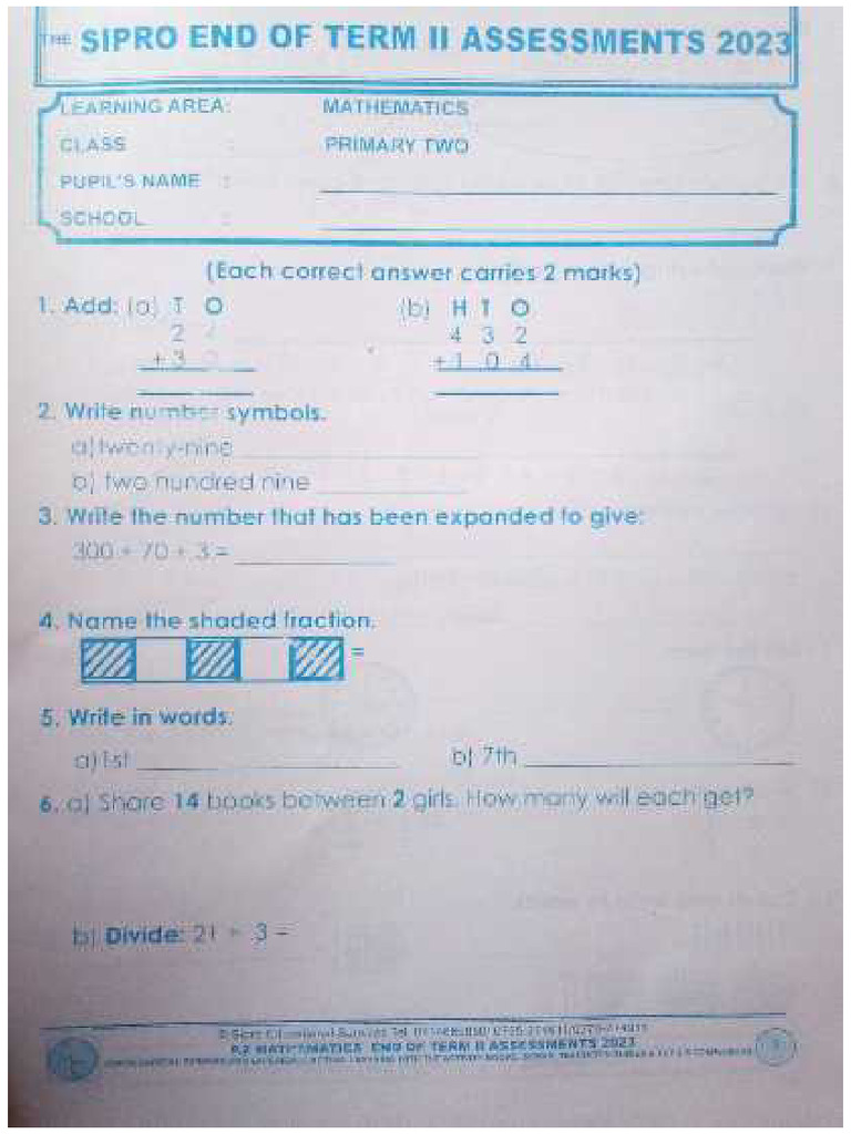 The Sipro End of Term II Assessments p.2 | PDF
