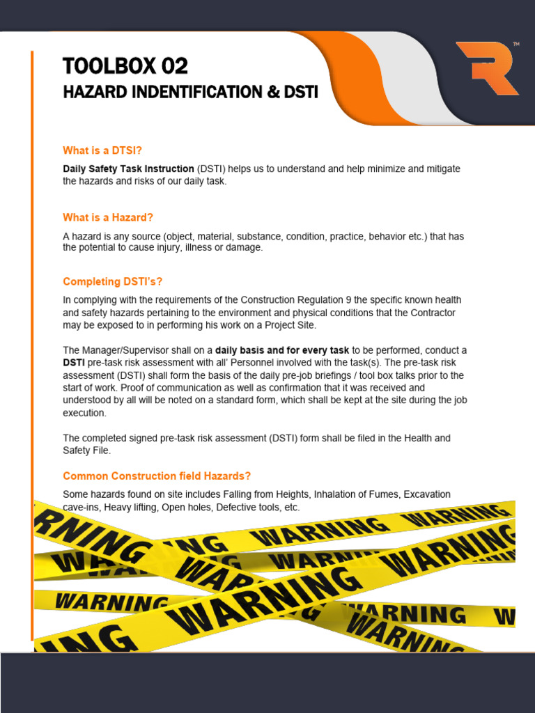 Toolbox 02 - Hazard Identification & DSTI | PDF
