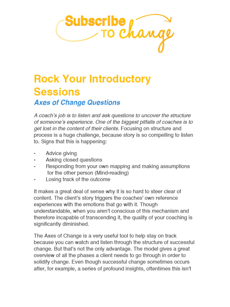 Axes of Change - Rocking-Your-Intro-Session | PDF | Experience | Psychology