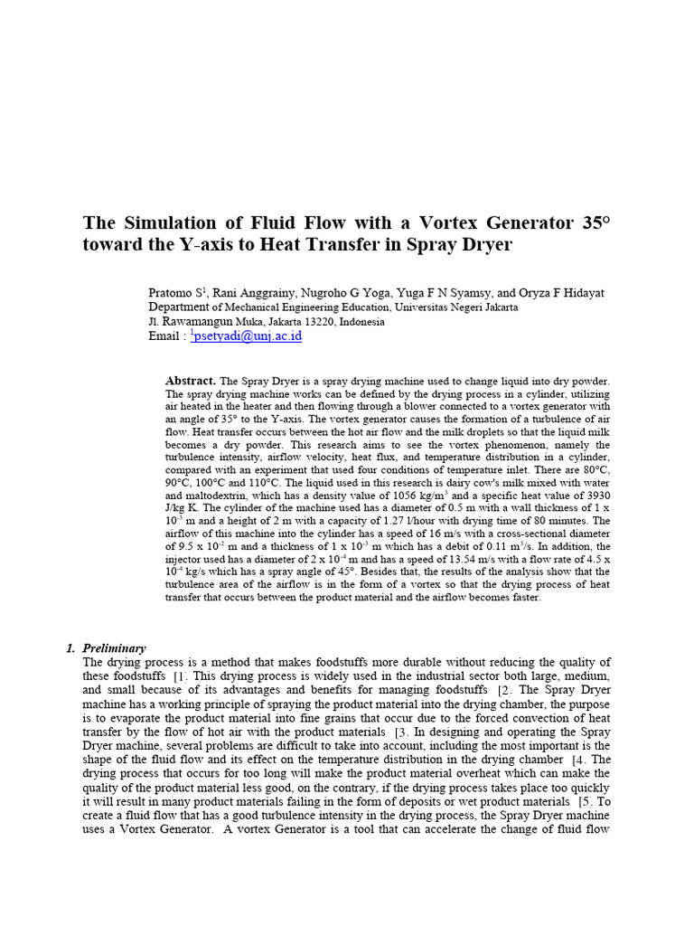 Vortex Generator Impact on Spray Dryer Flow | PDF | Fluid Dynamics ...