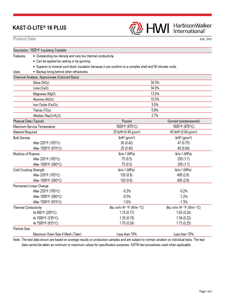 KAST-O-LITE_16_Plus_DataSheet2018 | PDF | Chemical Substances | Materials