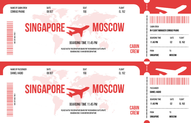 Red Simple Boarding Pass Airlines Ticket | PDF | Flight Attendant ...
