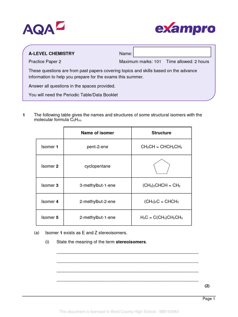 A-Level Chemistry Paper 2 | PDF | Coordination Complex | Acid