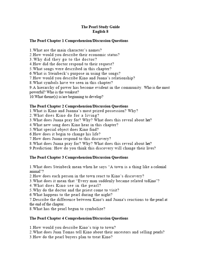 The Pearl Study Guide | PDF
