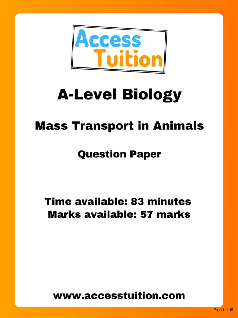 Mass Transport in Animals QP | PDF | Heart | Heart Valve