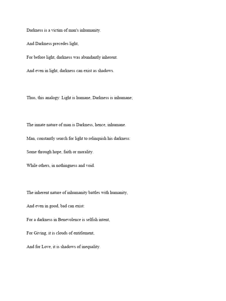 Darkness - Poetry | PDF | Philosophy
