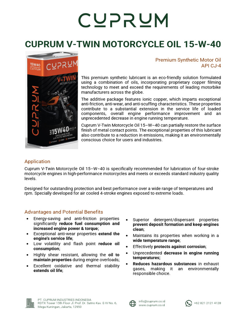 Pds. Cuprum 15-W-40 for Hd (Cj-4)(September 2023) | PDF | Motor Oil ...