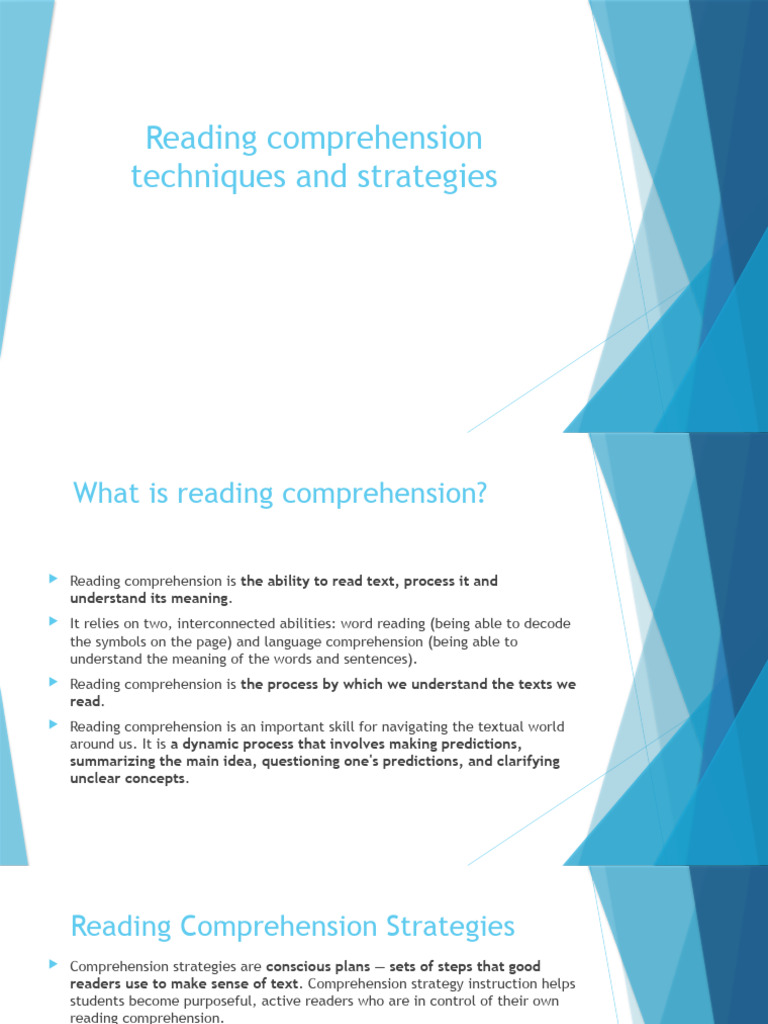 Reading Comprehension Techniques and Strategies | PDF | Reading Comprehension | Learning