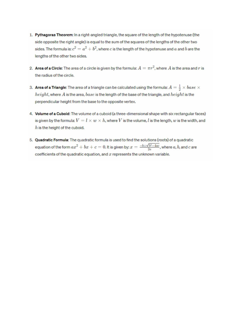 Class X Maths Formulas | PDF