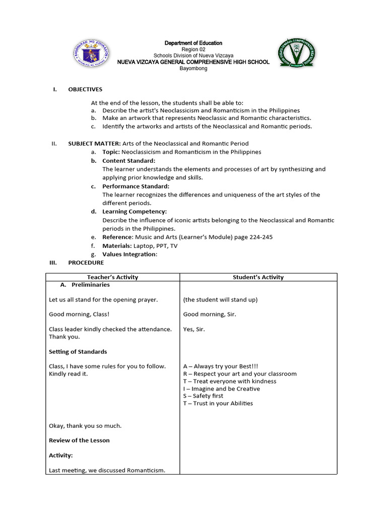 arts dlp | PDF | Romanticism | Learning