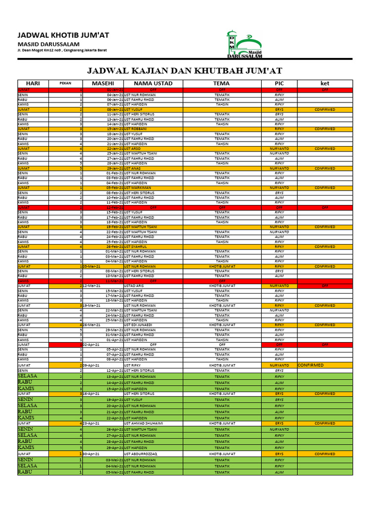 Jadwal 2024 | PDF
