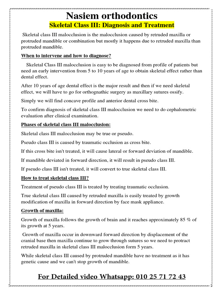 Skeletal Class III Treatment Guide | PDF | Dentistry | Dentistry Branches