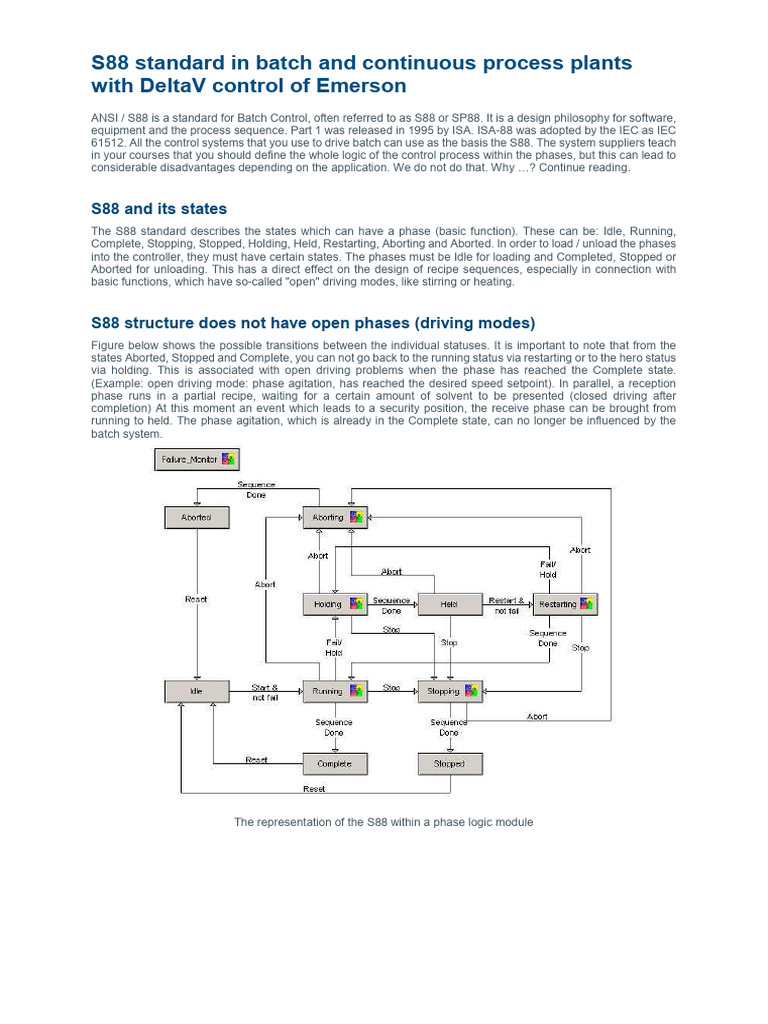 S88 Standard in Batch and Continuous Process Plants With DeltaV | PDF ...