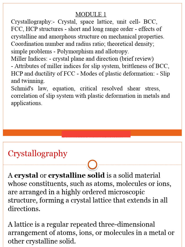 1_Module 1 | PDF | Crystal Structure | Plasticity (Physics)