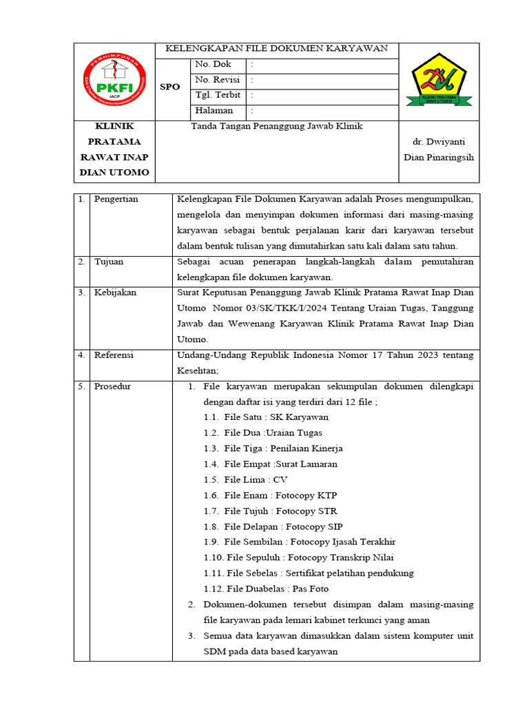 SPO Kelengkapan Dokumen File | PDF | Karier & Perkembangan | Bisnis