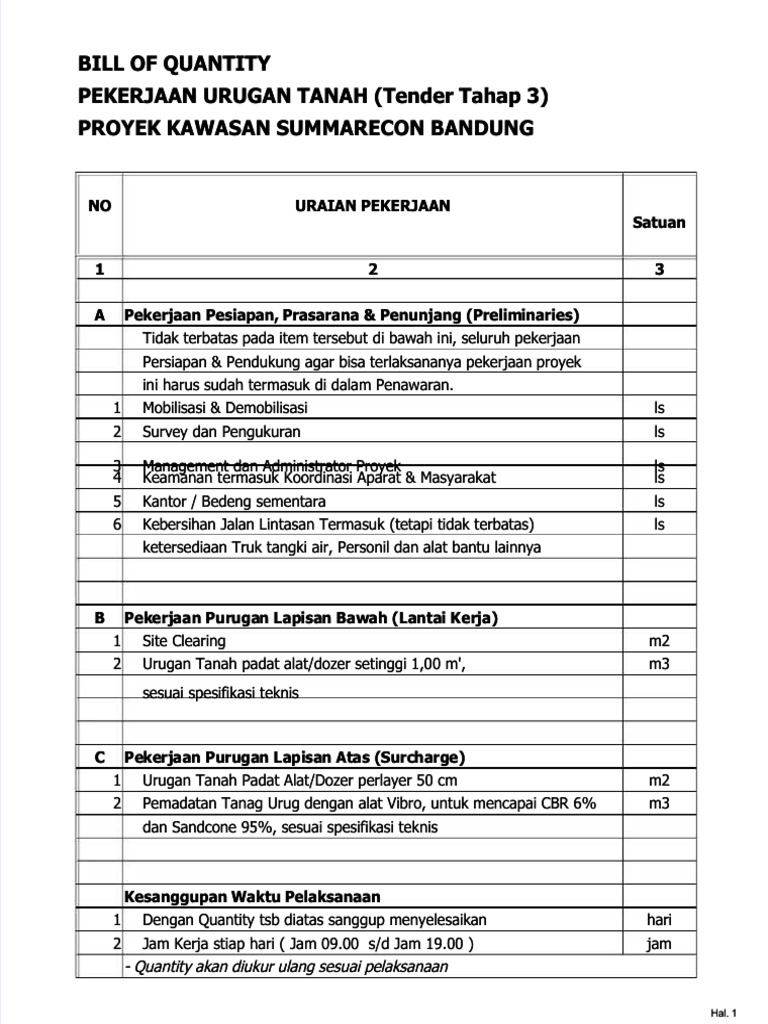 Rincian Pekerjaan Urugan Tanah | PDF