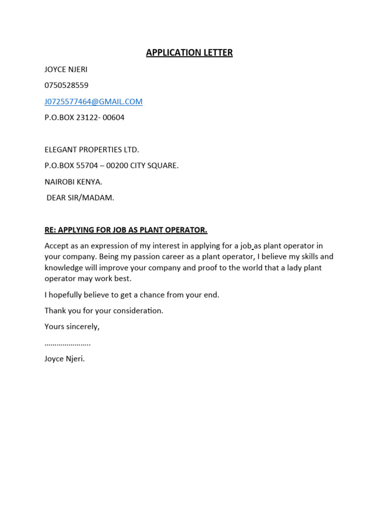 Plant Operator Job Application | PDF | Career & Growth