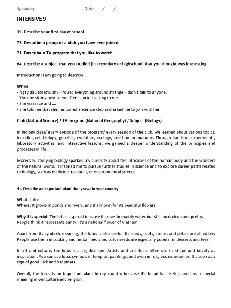 Intensive 9 - Speaking | PDF | Traditions