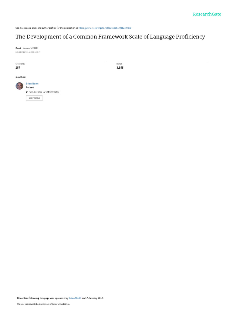 North 2000 Development of a Common Reference Scale | PDF | English As A ...