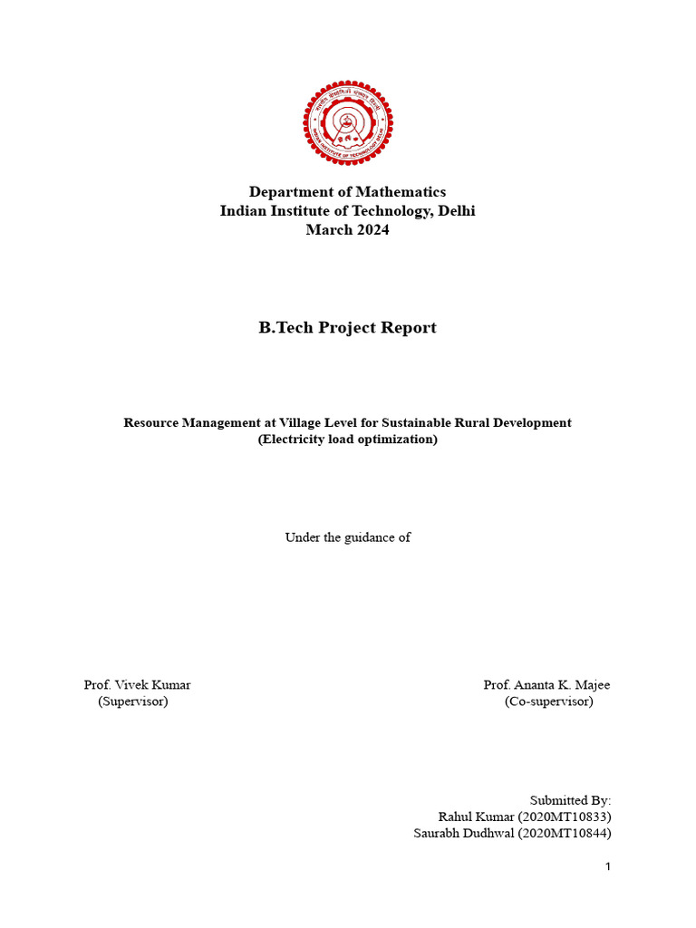 Btech Project On Rural Resource Optimization | PDF | Smart Grid ...