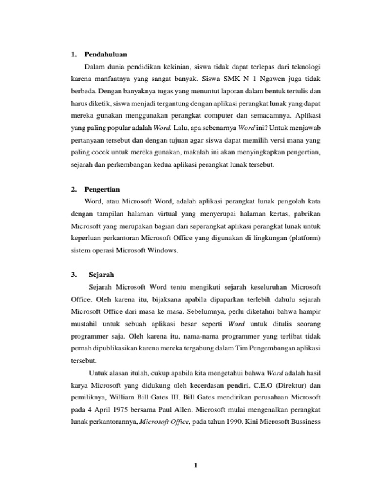 Microsoft Word Sejarah Pengertian Perkembangan | PDF