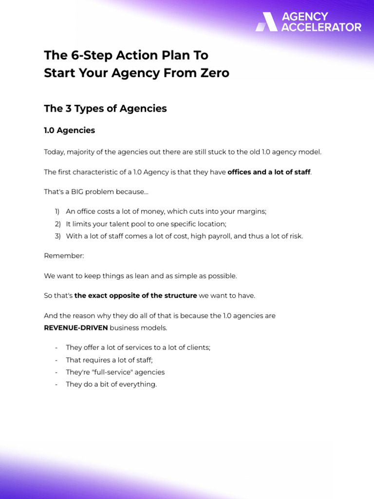 The 6-Step Action Plan To Start Your Agency From Zero | PDF ...