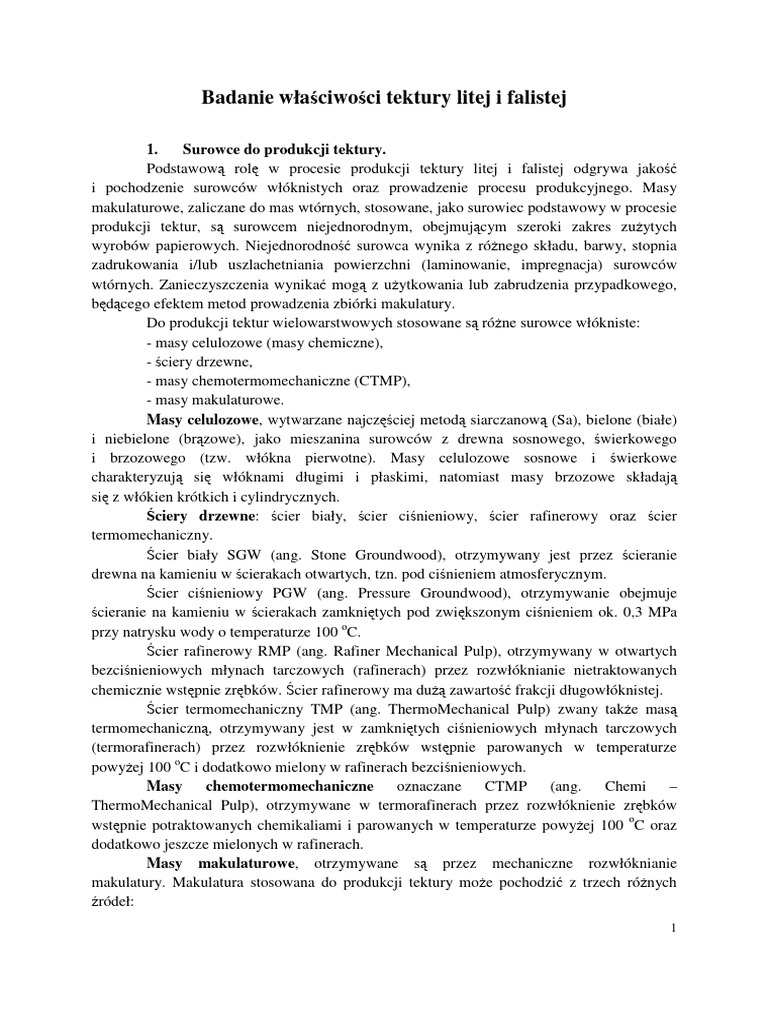 Badanie Wlasciwosci Tektury Litej I Fali | PDF