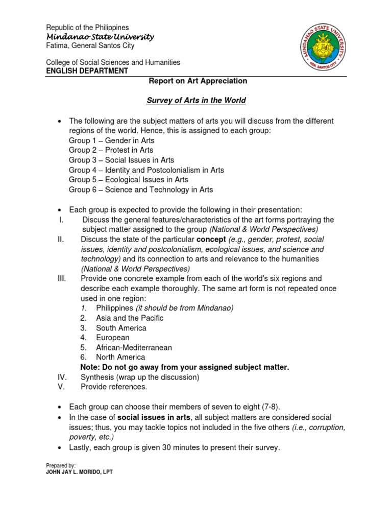 Report On Art Appreciation | PDF