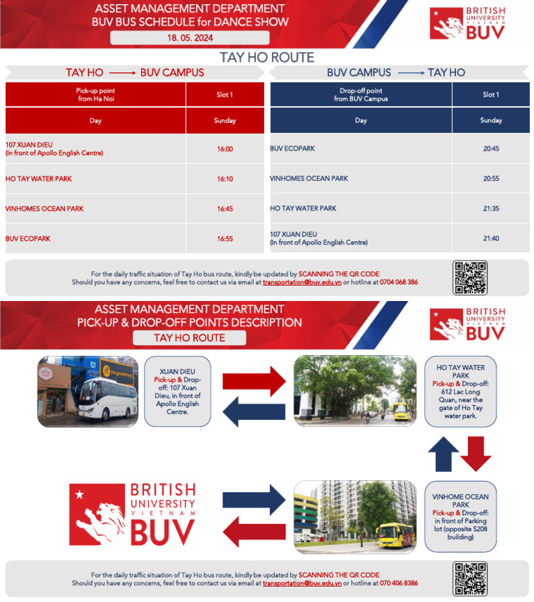 Tay Ho Bus Route For Dance Show - 18.05.2024 - For Audiences | PDF