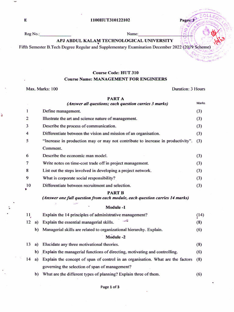 Management for Engineers Exam Guide | PDF | Economies | Business Economics